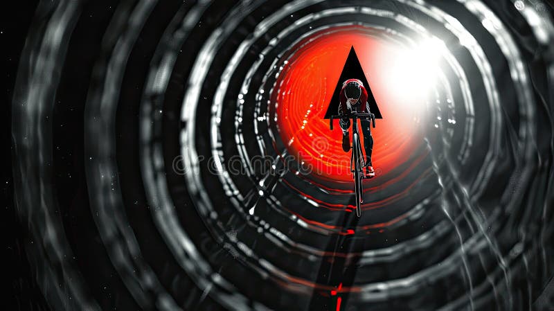 Speeding Cyclist - Dynamic Red Triangle Racing through Black Circles ...