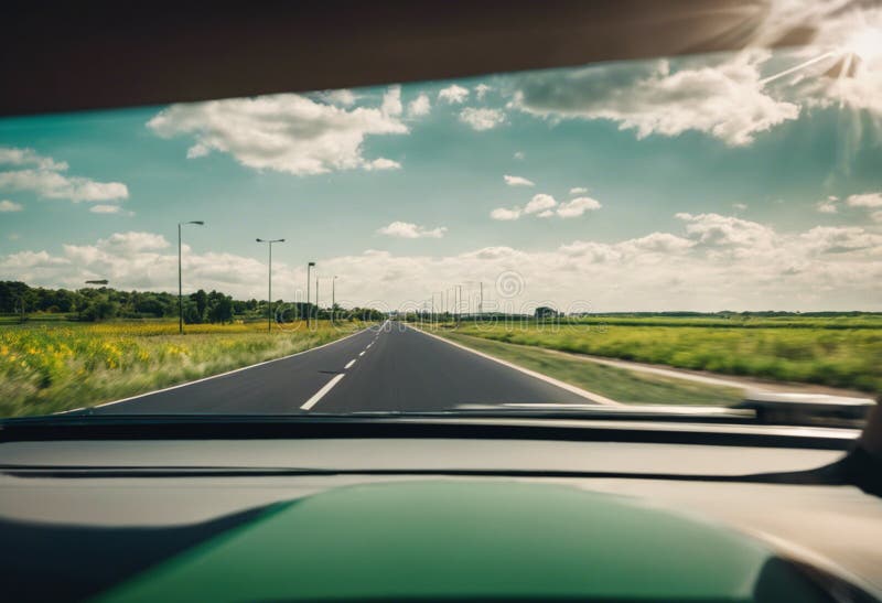 Speeding Down the Highway Rear View Mirror Reflections Stock Photo ...