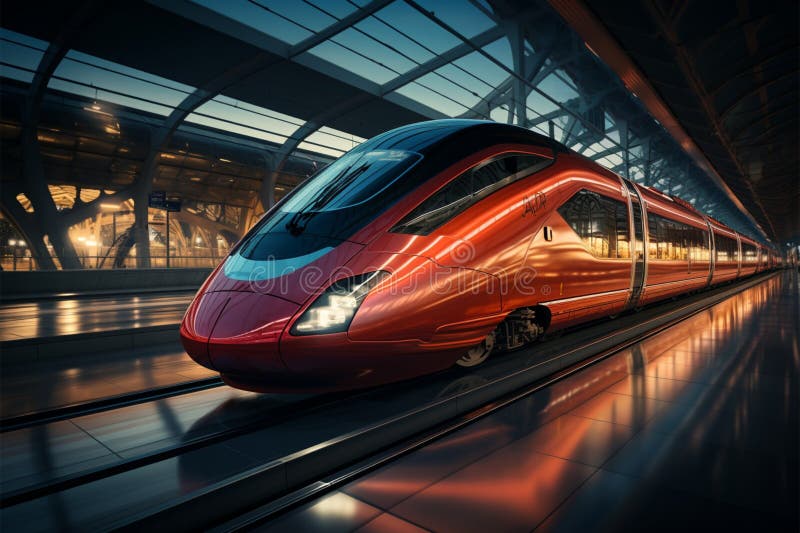 Speeding through High Speed Train Creates a Motion Blur at the Station ...