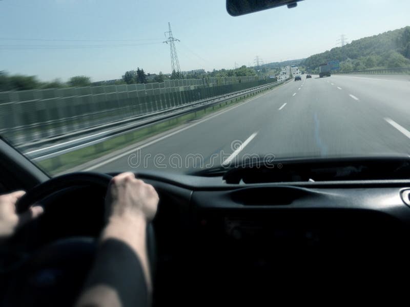 Driving Car Pov on a Highway - Point of View Stock Photo - Image of ...