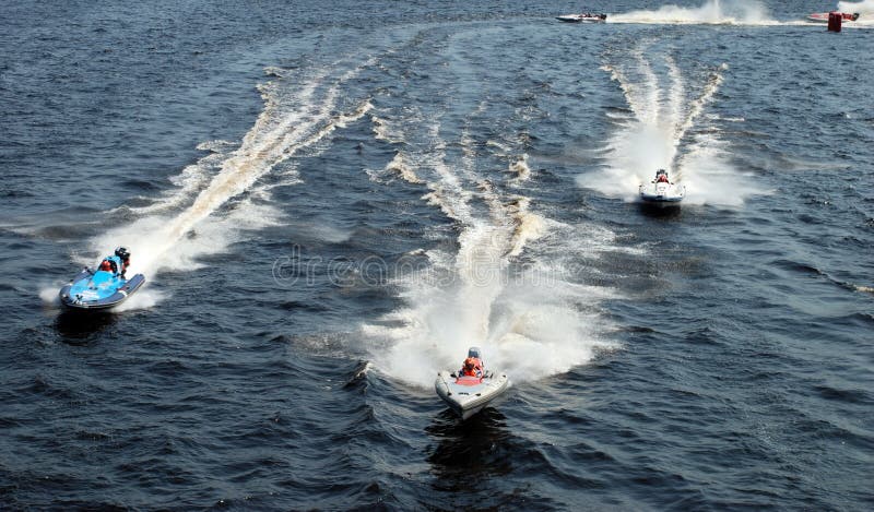Speeding motorboats stock photo. Image of motorboat, safety - 15289254