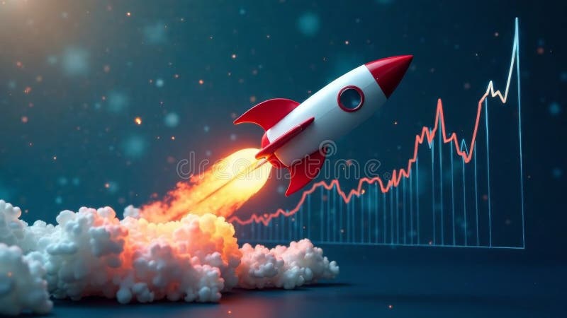 Speeding Rocket Next Graph Symbolizing Rapid Business Growth Stock ...