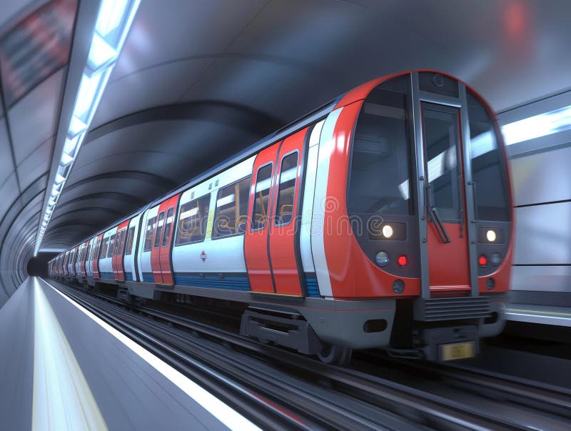 Speeding Subway Train in Modern Tunnel Stock Photo - Image of movement ...