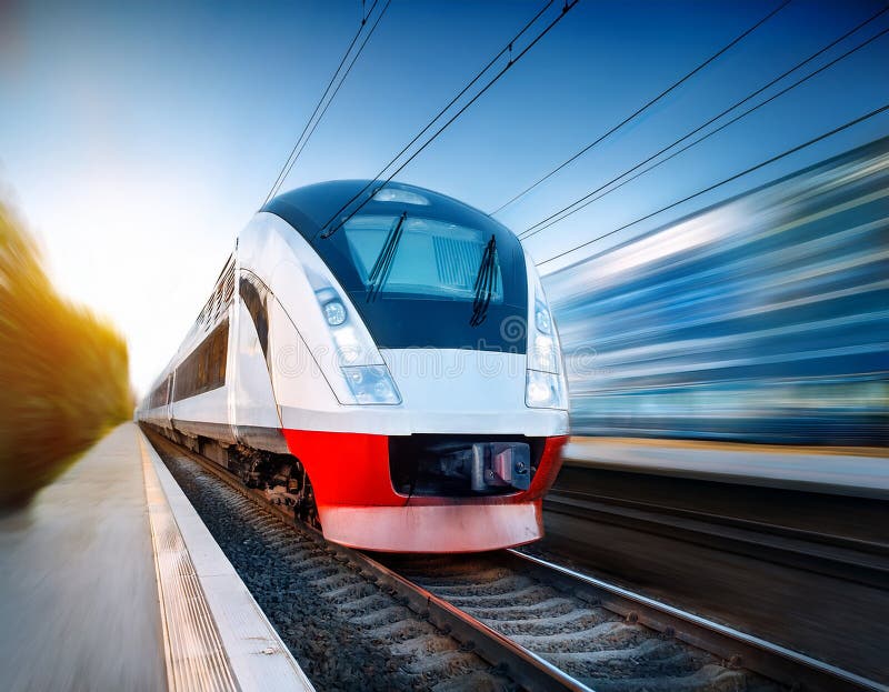 Speeding Train. Front Side Train with Blur Effect Stock Illustration ...
