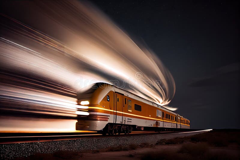 A Speeding Train, with a Long Exposure and Dramatic Motion Blur in the ...
