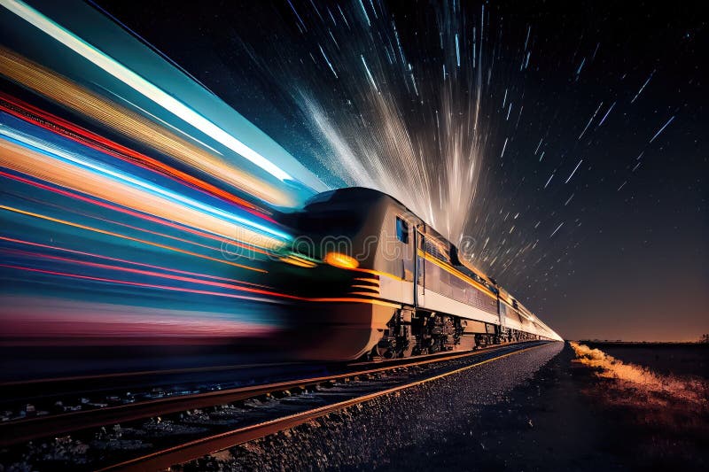 A Speeding Train, with a Long Exposure and Dramatic Motion Blur in the ...