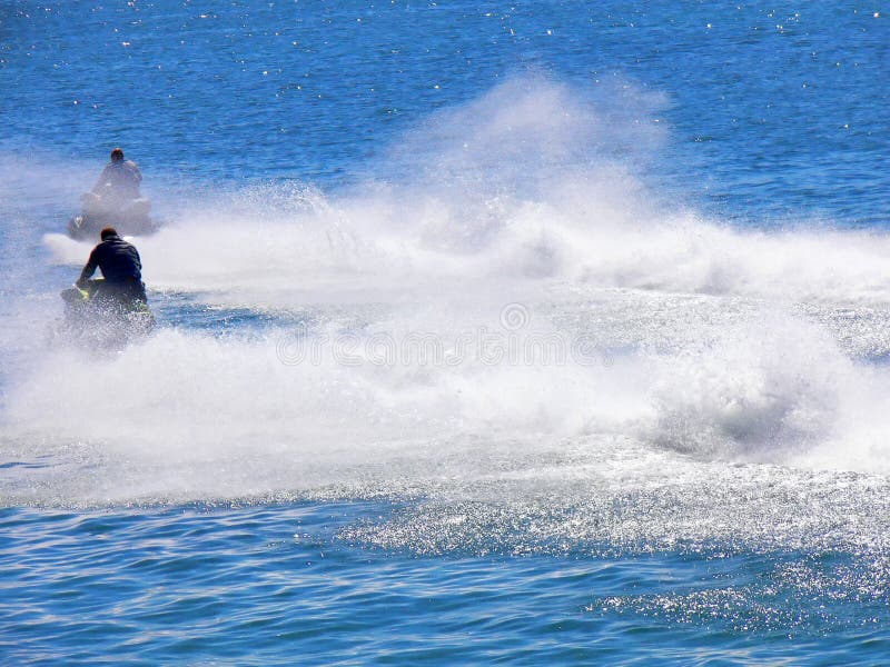 Leader. Speedy Waterscooter, Splashes. Stock Photo - Image of blue ...