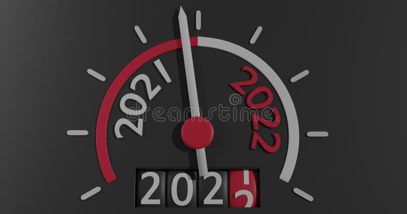 Speedo Needle Running Around Circle Clockwise To Mark of 2021, Rotating ...