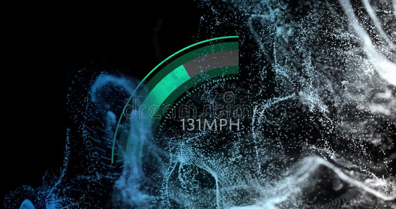 Speedometer Animation Showing 131 MPH Over Swirling Blue and White ...