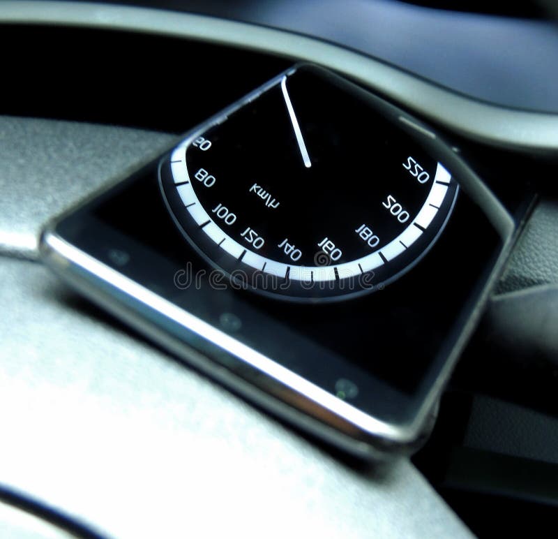 Speedometer Arrow in Reflection on the Glass Display of Smartphone ...