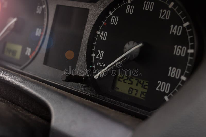 Speedometer with an Arrow at Zero Closeup Stock Image - Image of race ...