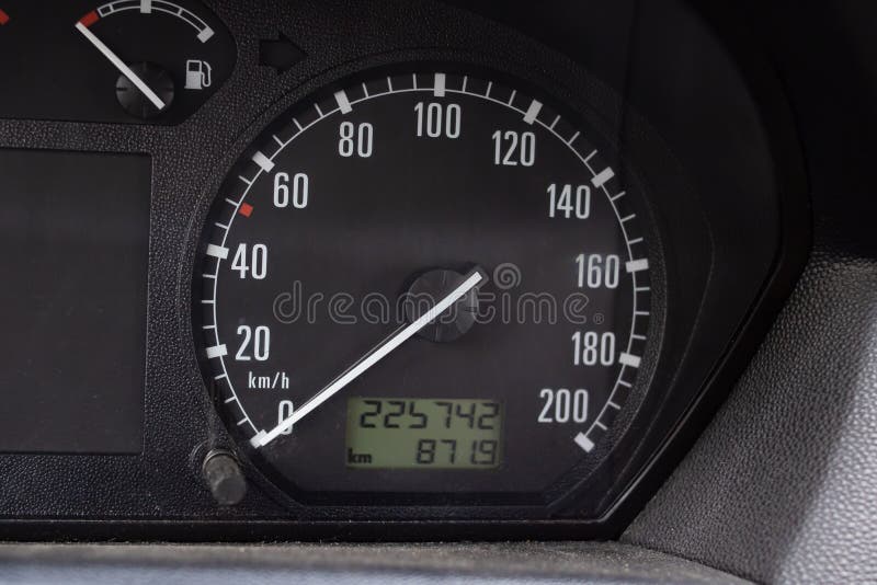 Speedometer with an Arrow at Zero Closeup Stock Image - Image of ...