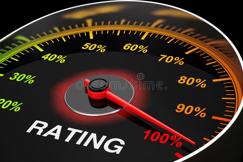 Speedometer As Rating Level Meter. 3d Rendering Stock Illustration ...