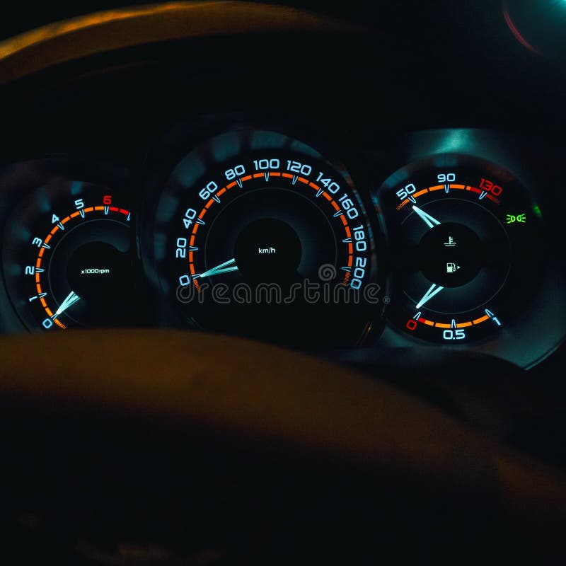 Car speedometer at night stock image. Image of auto, speed - 33671619