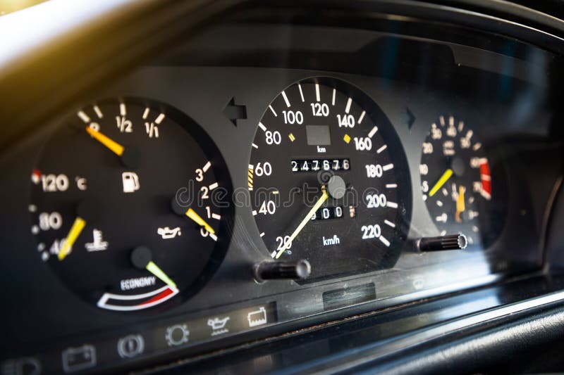 Speedometer in the Car on the Instrument Panel Stock Photo - Image of ...