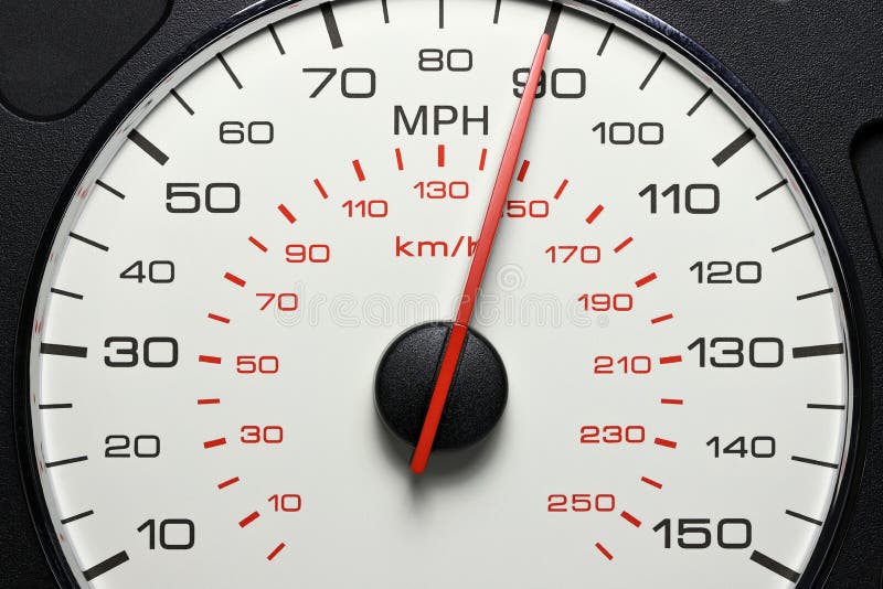 Speedometer at 90 MPH stock photo. Image of monitoring - 117893326