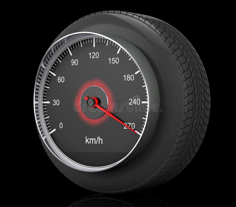 Speedometer in Car Wheel Tyre. 3d Rendering Stock Illustration ...