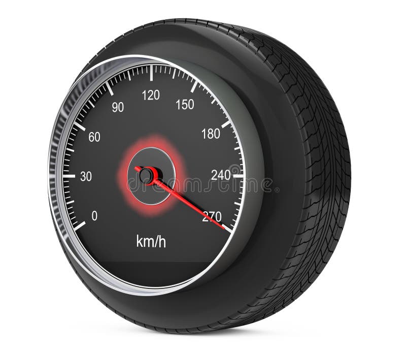 Speedometer in Car Wheel Tyre. 3d Rendering Stock Illustration ...