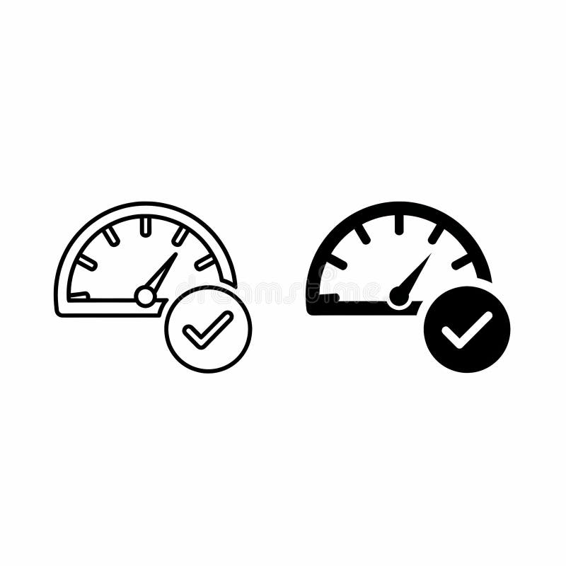 Speedometer with Check Mark Icon Stock Illustration - Illustration of ...