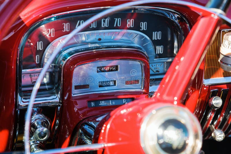 Speedometer in a Classic Car Stock Image - Image of elegant, oldtimer ...