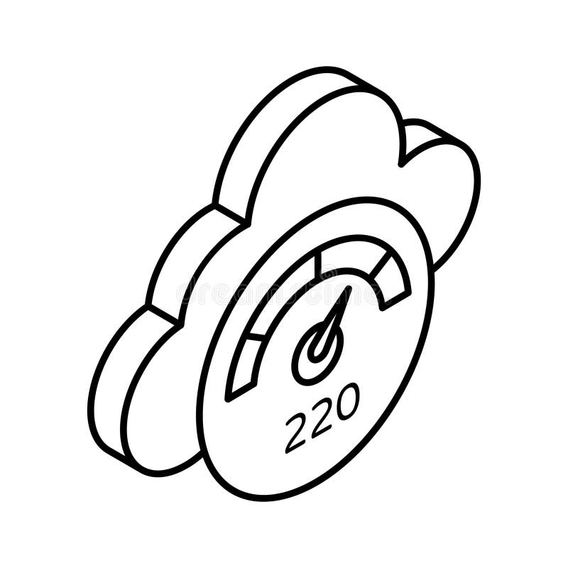 Speedometer with Cloud Depicting Concept Isometric Icon of Cloud ...