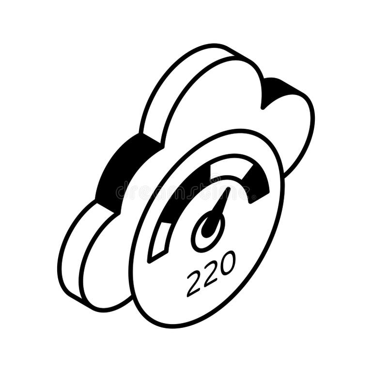 Speedometer with Cloud Depicting Concept Isometric Icon of Cloud ...