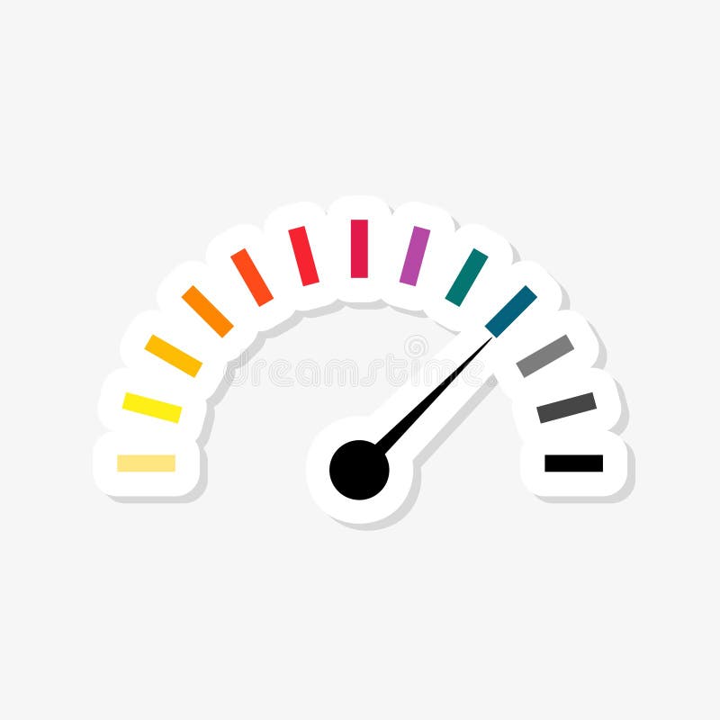 Speedometer Colored Sticker Icon. Speed Indicator in Trendy Flat Style ...