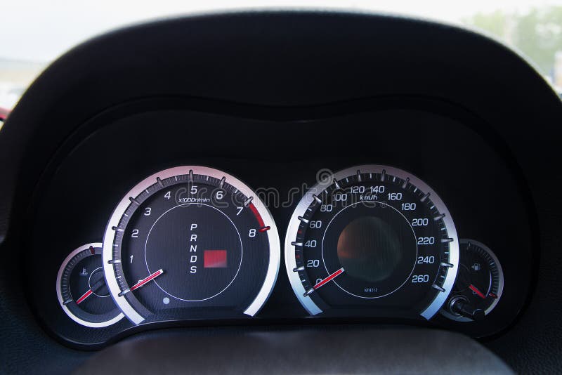 The Speedometer on the Control Panel of the Car, Car Interior Stock ...