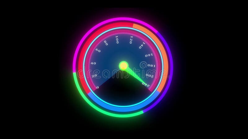 Speedometer Dashboard Animation on Black Background. Closeup View of ... Speedometer Dashboard Animation on Black Background. Closeup View of ...