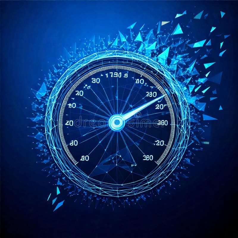 Speedometer with Destruction Effect Low-Poly Gauge Polygonal Vector Art ...