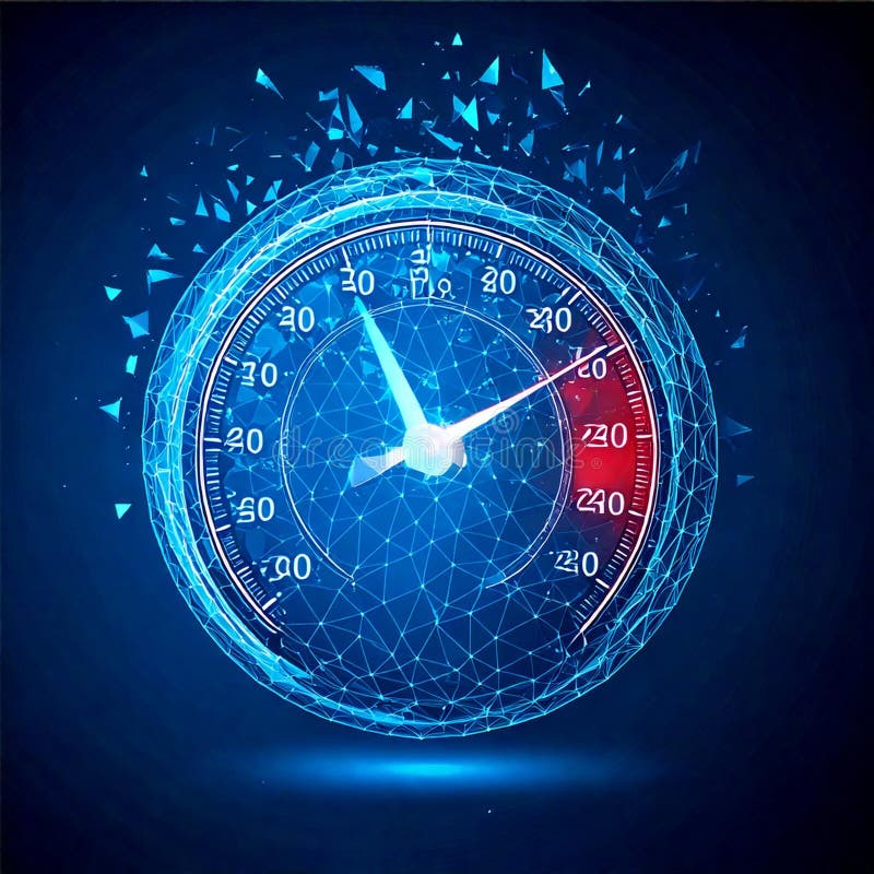 Speedometer with Destruction Effect Low-Poly Gauge Polygonal Vector Art ...