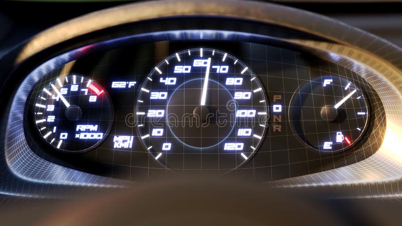 Speedometer Fast Car Speed Dashboard Accelerate. 3D Grid Close Angle ...