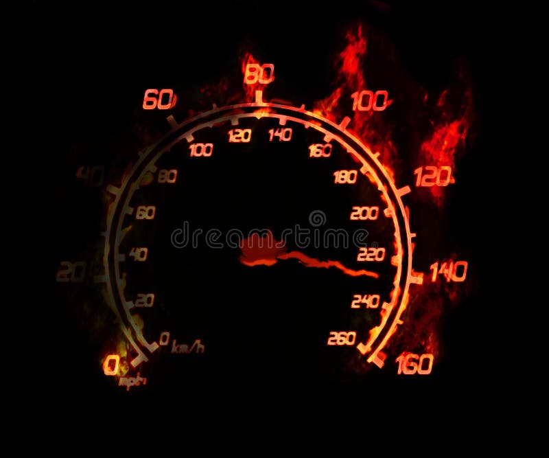 Speedometer on fire stock illustration. Illustration of race - 11420086