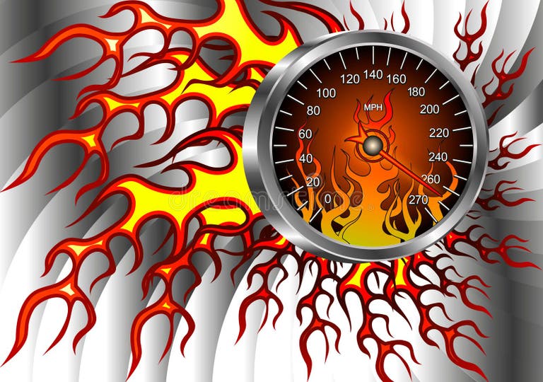 Speedometer on fire stock vector. Illustration of bunch - 20053885