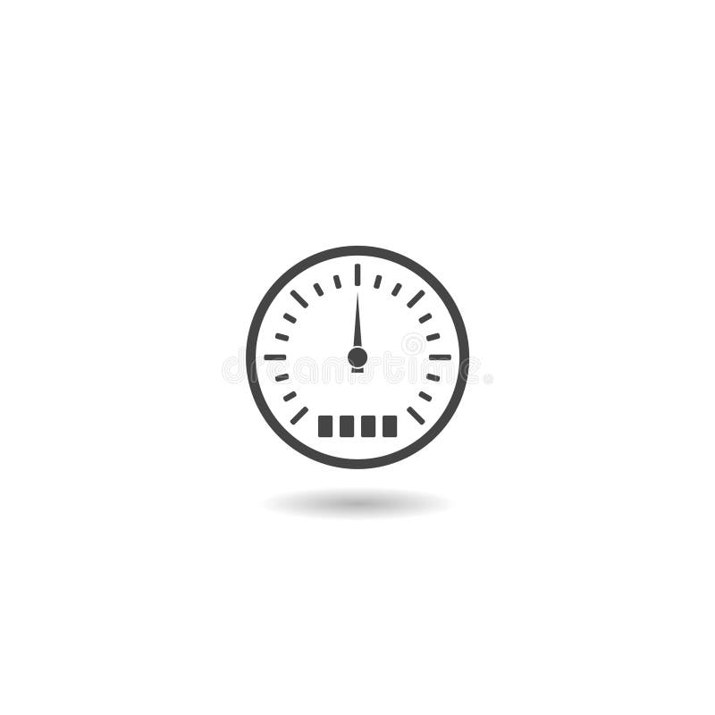 Speedometer Flat Icon with Shadow Stock Illustration - Illustration of ...