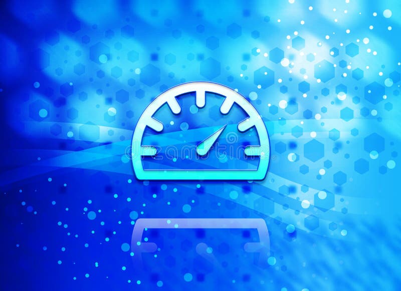 Speedometer Gauge Icon Shiny Blue Square Button Stock Illustration ...