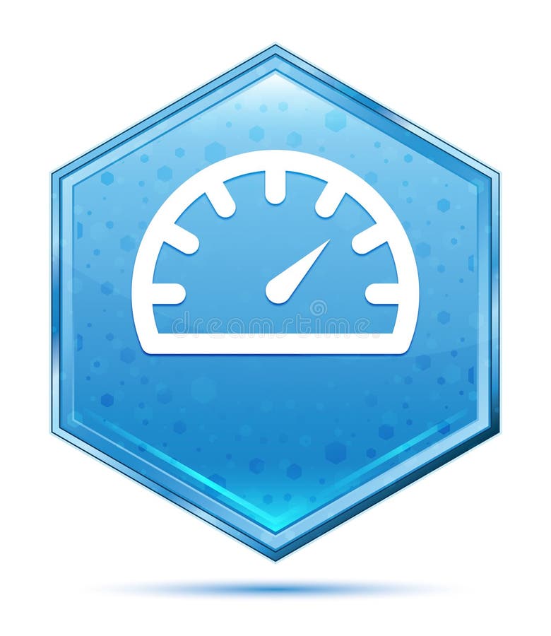 Speedometer Gauge Icon Crystal Blue Hexagon Button Stock Illustration ...