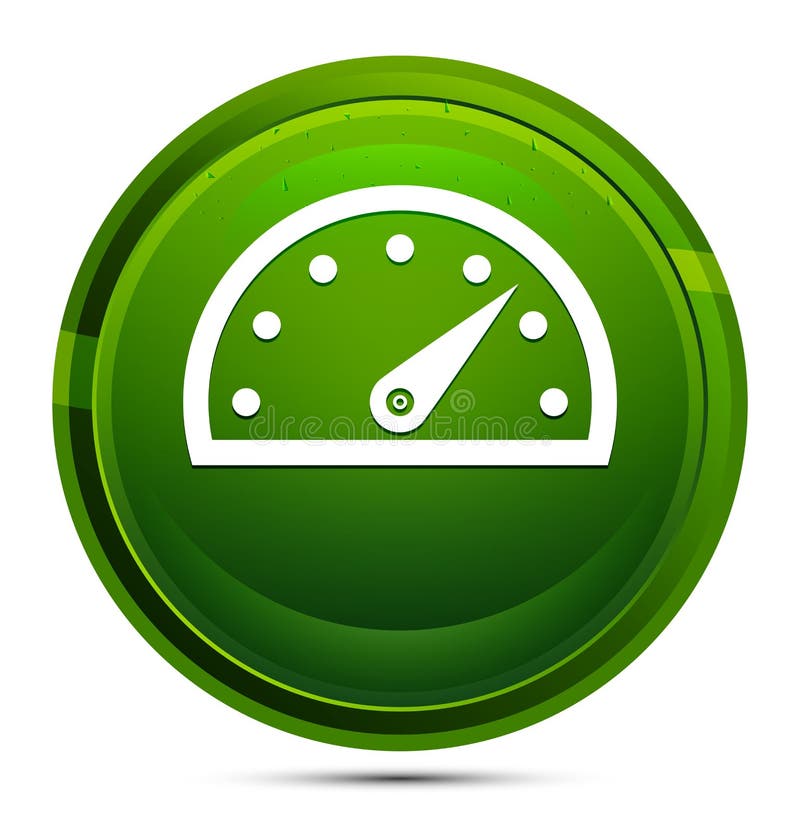 Speedometer Gauge Icon Glassy Green Round Button Illustration Stock ...