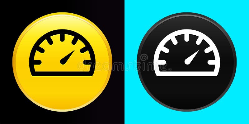 Speedometer Gauge Icon Shiny Blue Square Button Stock Illustration ...