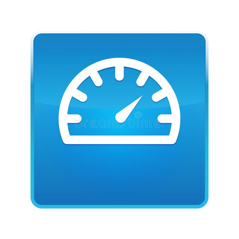 Speedometer Gauge Icon Shiny Blue Square Button Stock Illustration ...