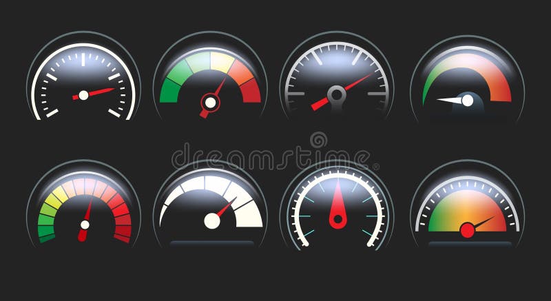 Speedometer gauge set stock vector. Illustration of arrow - 350296597