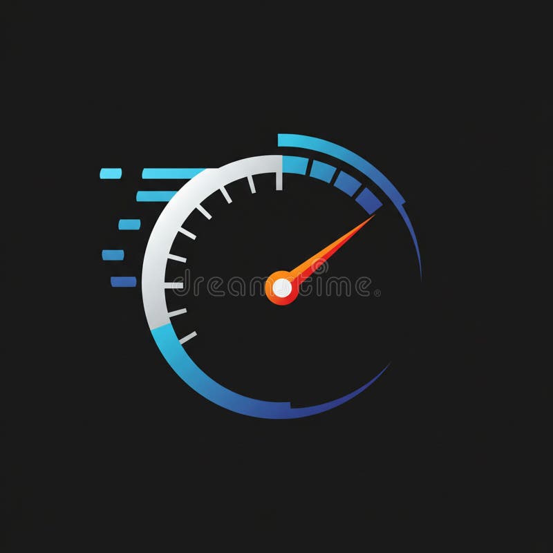 Speedometer Graphic on a Black Background with a Semicircular Gauge ...