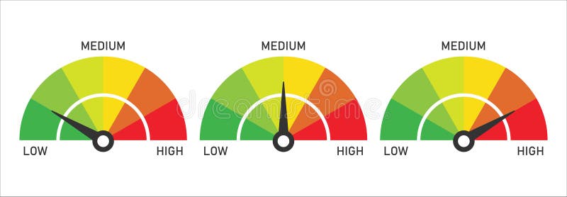 Speedometer High Medium Low Isolated on White Background. Rating Meter ... Speedometer High Medium Low Isolated on White Background. Rating Meter ...