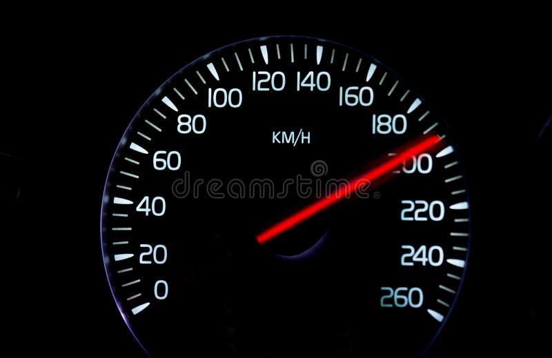 Speedometer at High Speed with Red Index Stock Image - Image of speed ...