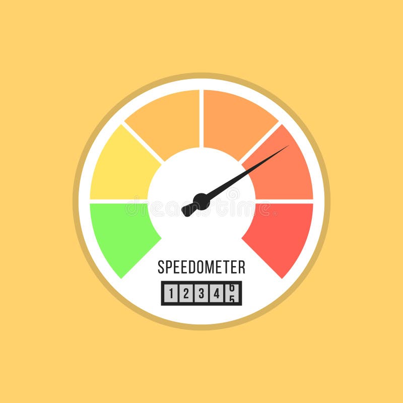 Speedometer Icon with Arrow. Dashboard with Green, Yellow, Red ...