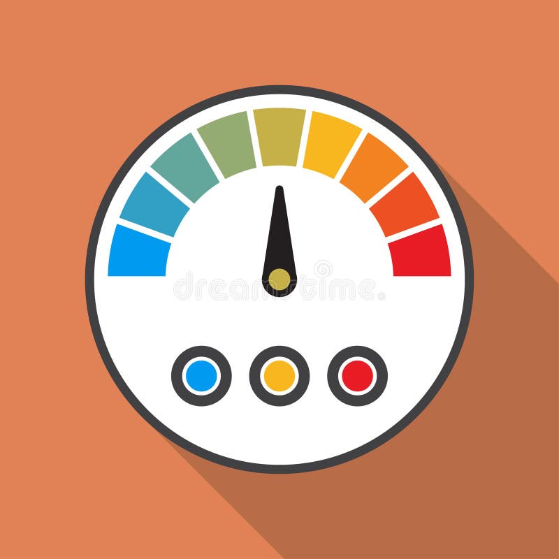 Speedometer Icon with Long Shadow in a Flat Design Stock Vector ...