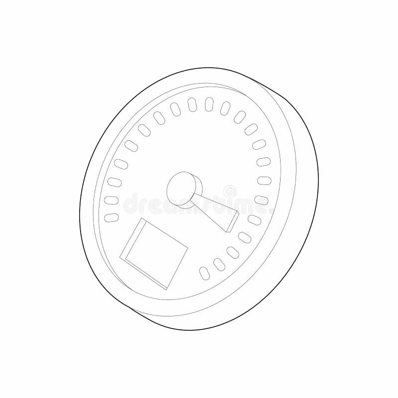 Speedometer Icon, Outline Style Stock Vector - Illustration of panel ...