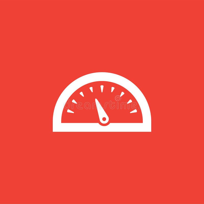 Speedometer Icon on Red Background. Red Flat Style Vector Illustration ...