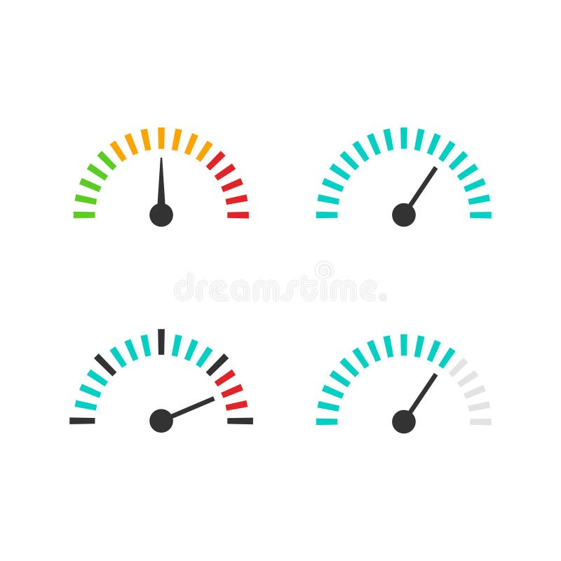 Speedometer Icon Set Vector Illustration, Speed Control Measure Element ...