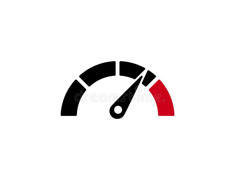 Speedometer Icon Showing Maximum Speed with Red Line Indicating High ...